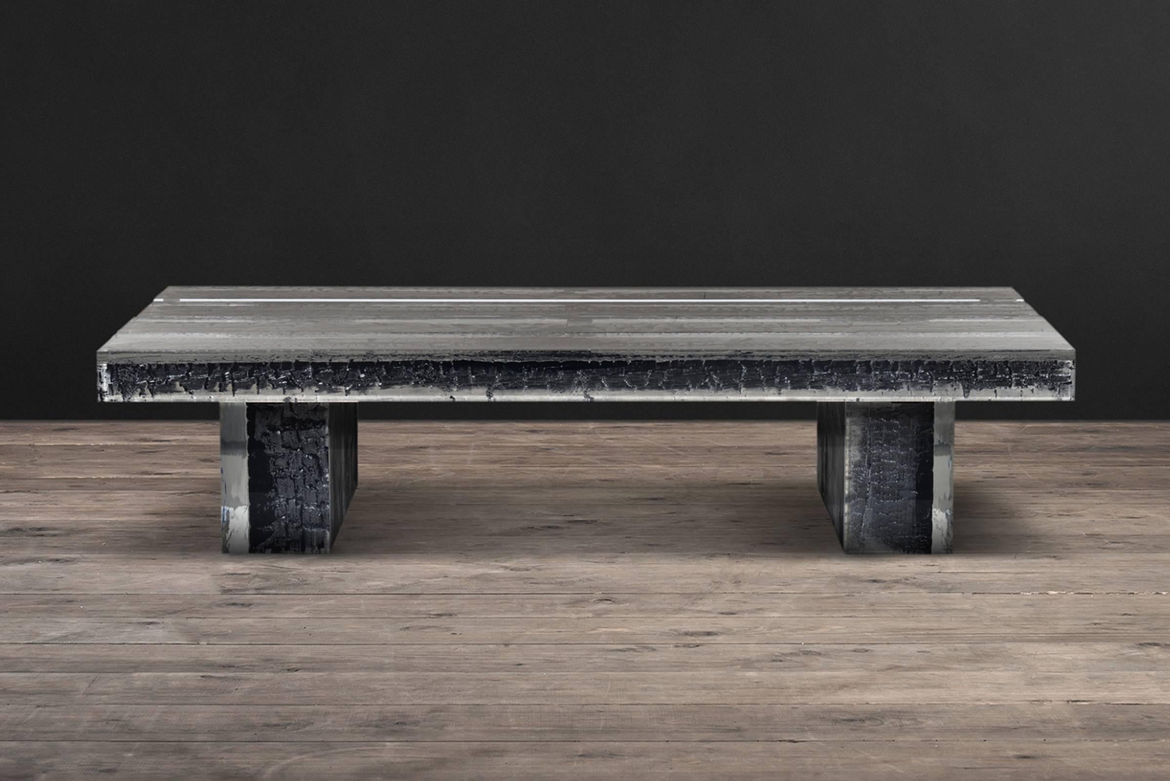 Ice Burnt Coffee Table with Burnt Timber in Crystalline Acrylic at ...