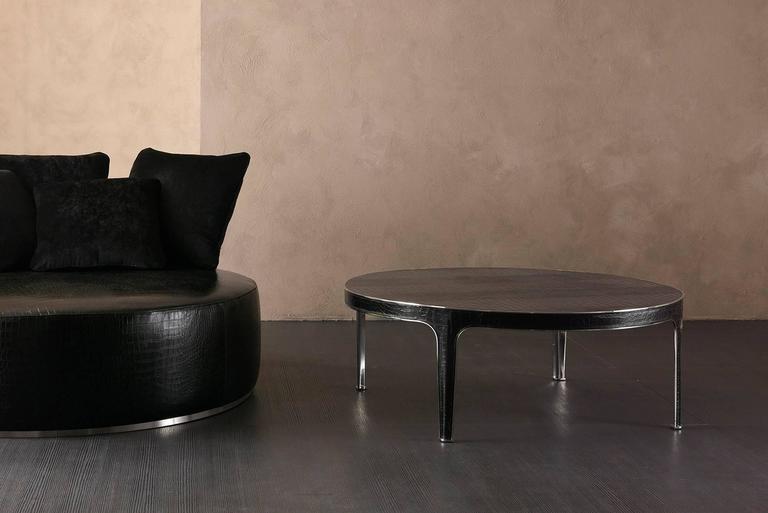 Shadow Round Coffee Table Steel and Leather Base with Marbel Top For ...