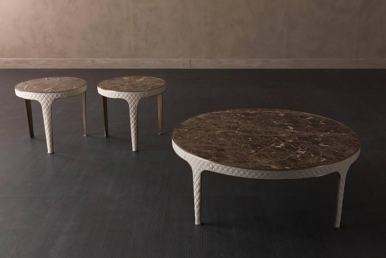Shadow Round Coffee Table Steel and Leather Base with Marbel Top For ...