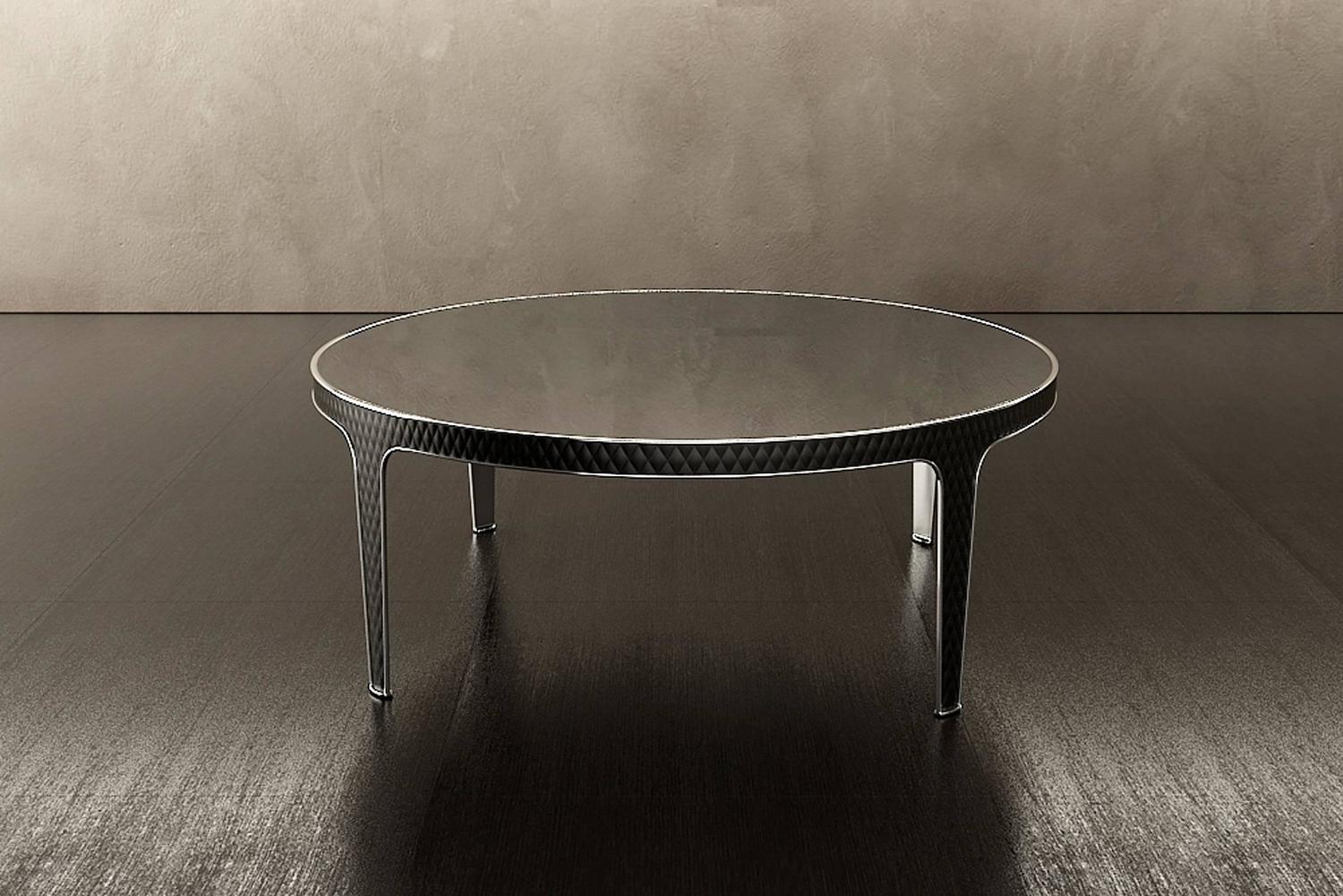 Shadow Round Coffee Table Steel and Leather Base with Marbel Top For ...