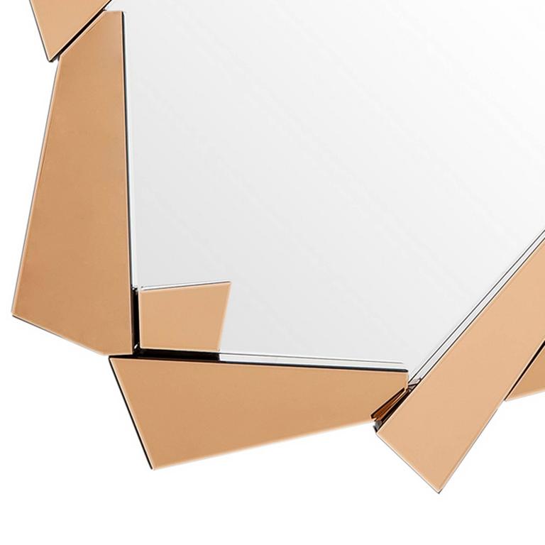 Mirror Glass Kolea Amber with Frame in Amber Colored Mirror Glass For ...