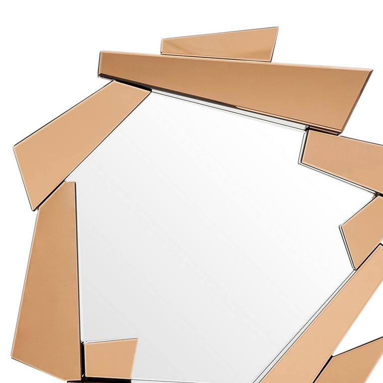 Mirror Glass Kolea Amber with Frame in Amber Colored Mirror Glass For ...