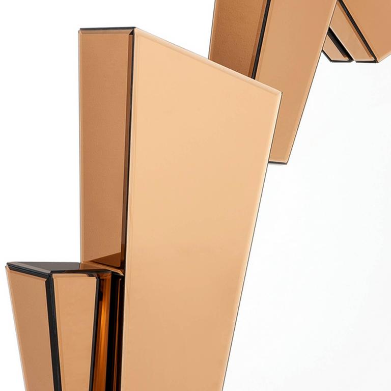 Mirror Glass Kolea Amber with Frame in Amber Colored Mirror Glass For ...