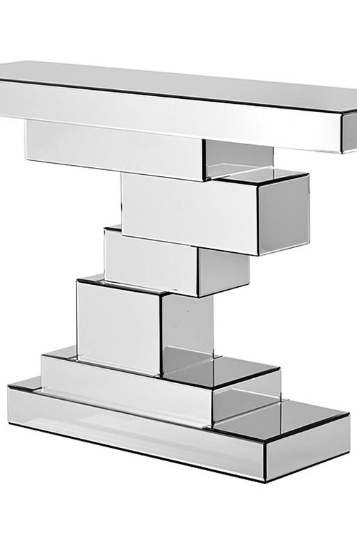 Rectangular Mix Console Table in Mirror Glass For Sale at 1stDibs