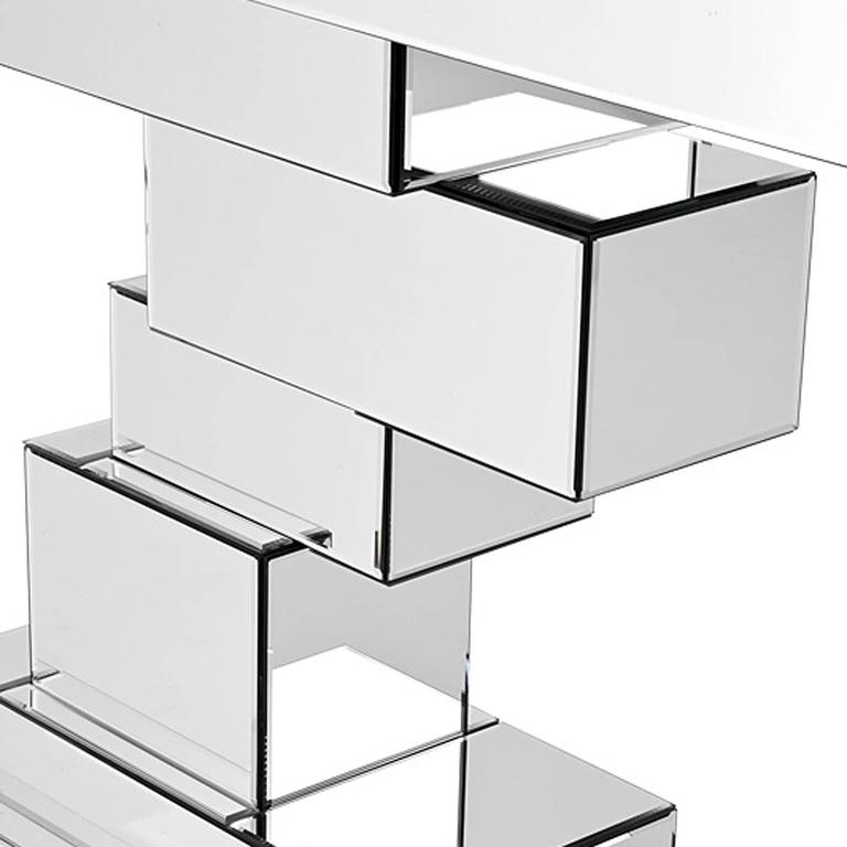 Rectangular Mix Console Table in Mirror Glass For Sale at 1stDibs