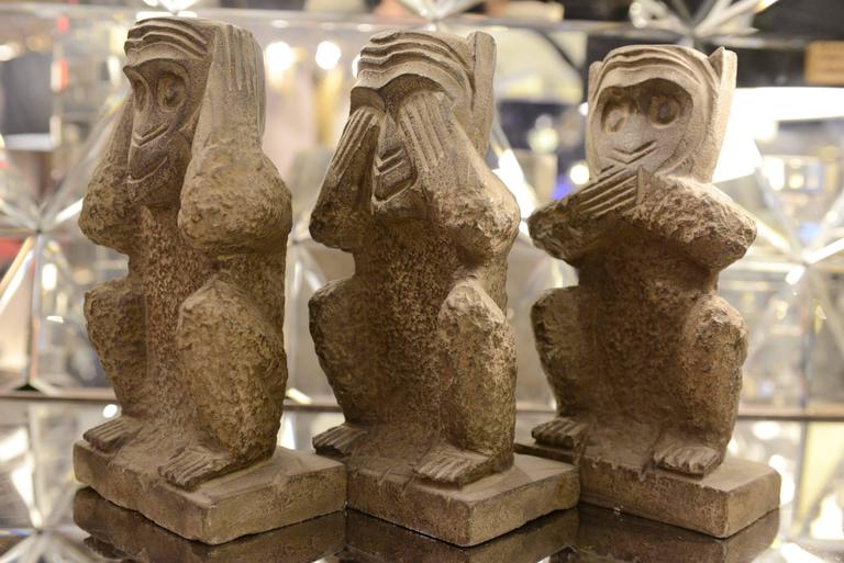 Stone Monkeys Set of Three in Stone at 1stDibs