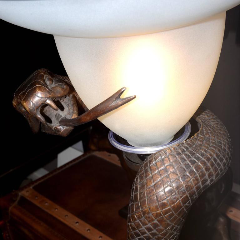 Snake Floor Lamp in Bronze with Frosted Glass Lamp at 1stDibs | snake ...