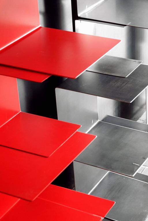 Acier Red Shelf Lacquered Finish For Sale at 1stDibs