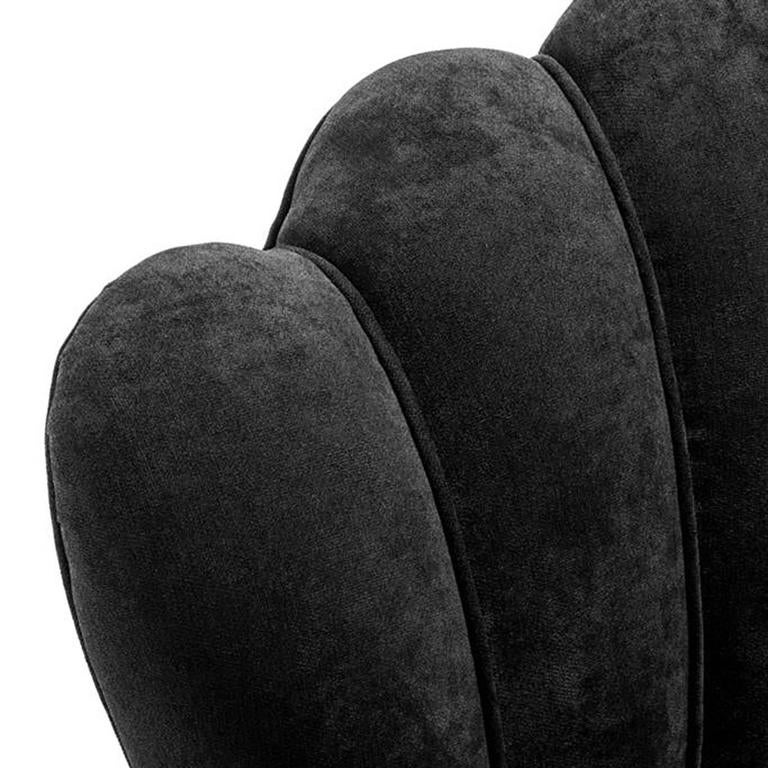 Shell Sofa in Black Velvet with Brass Feet For Sale at 1stDibs