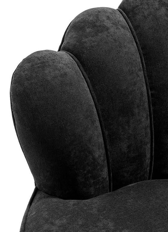 Shell Sofa in Black Velvet with Brass Feet For Sale at 1stDibs