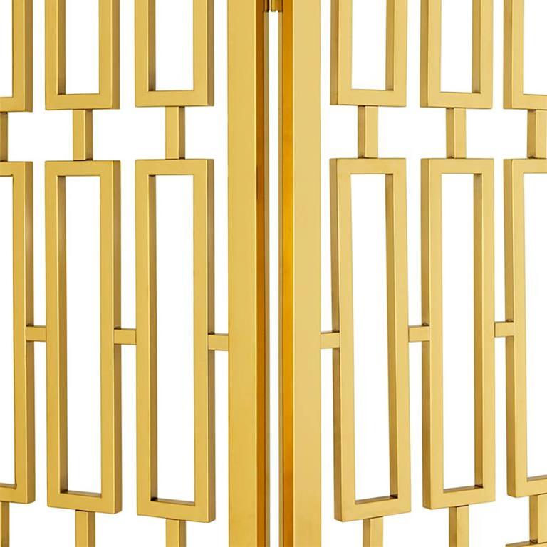 Golded Folding Screen in Gold Finish For Sale at 1stDibs
