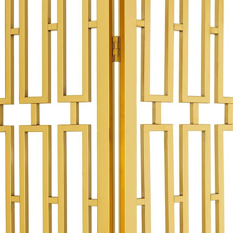 Golded Folding Screen in Gold Finish For Sale at 1stDibs