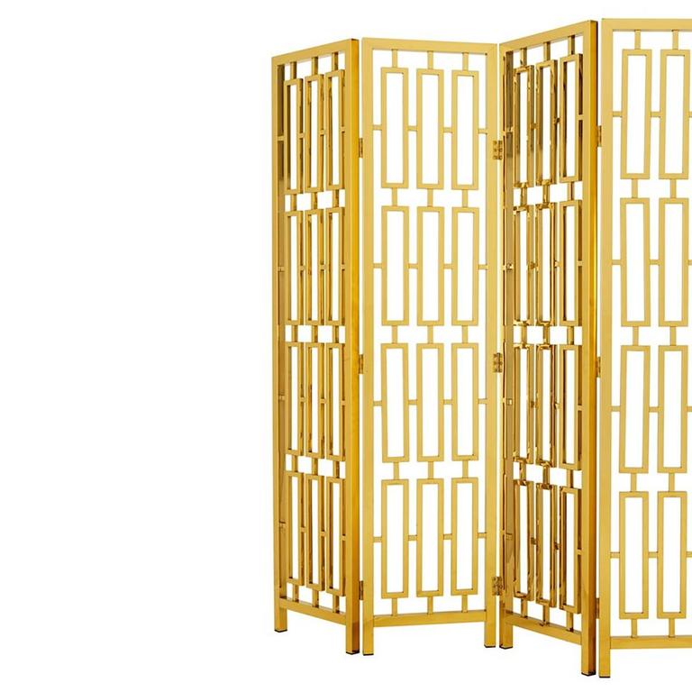 Golded Folding Screen in Gold Finish For Sale at 1stDibs