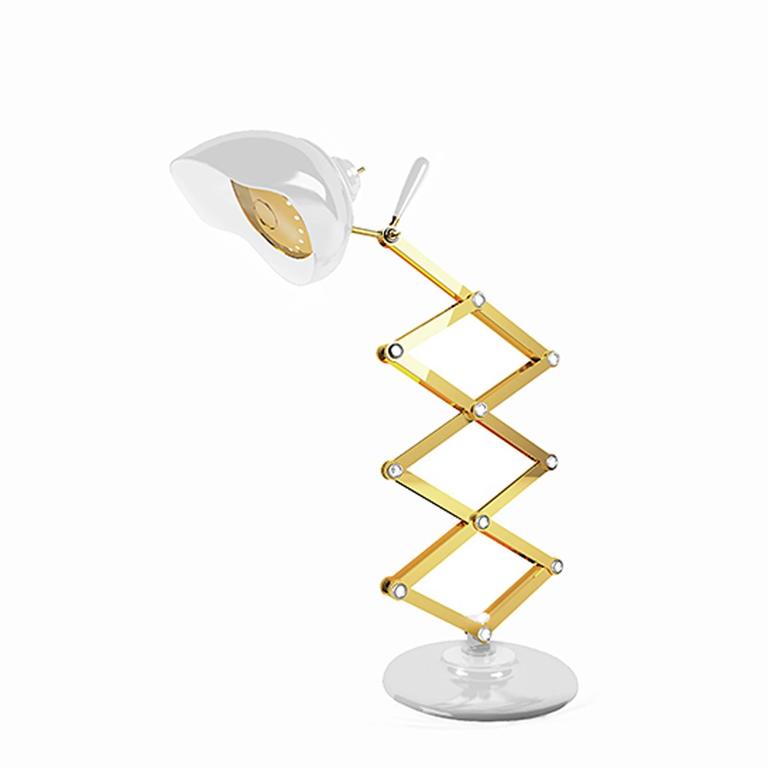 Retro Folding Table Lamp in Glossy Black Finish and Gold Plate ...