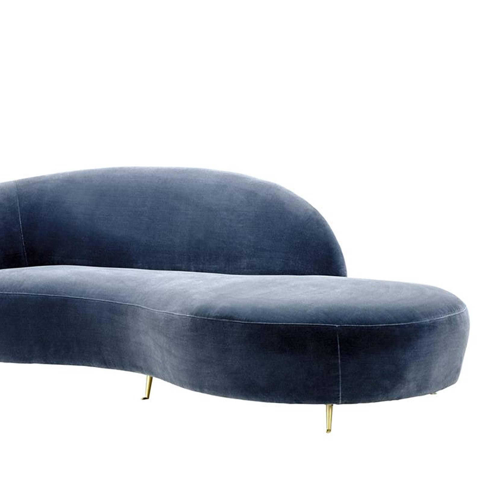 Sofa Lounge Faded Blue Velvet Upholstered For Sale at 1stDibs