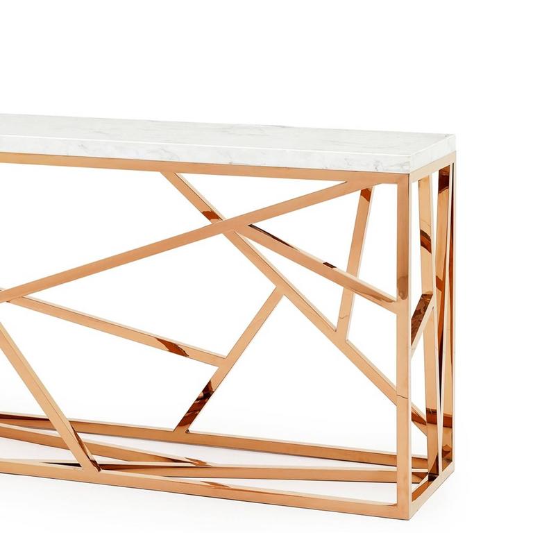 Raytona Console Table in Copper Chrome Finish and Marble Top at 1stDibs