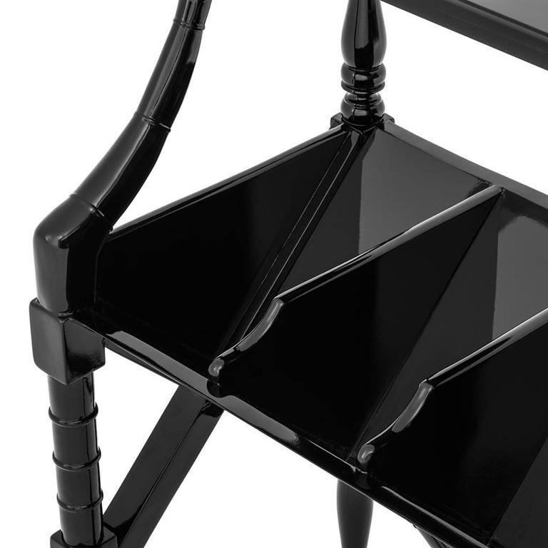 Harper Book Rack in Solid Mahogany Wood Black Lacquered For Sale at 1stDibs