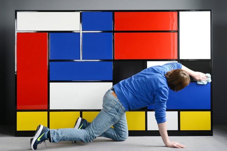 Le Mondrian Sideboard High Lacquered with 16 Adjustable Drawers For ...