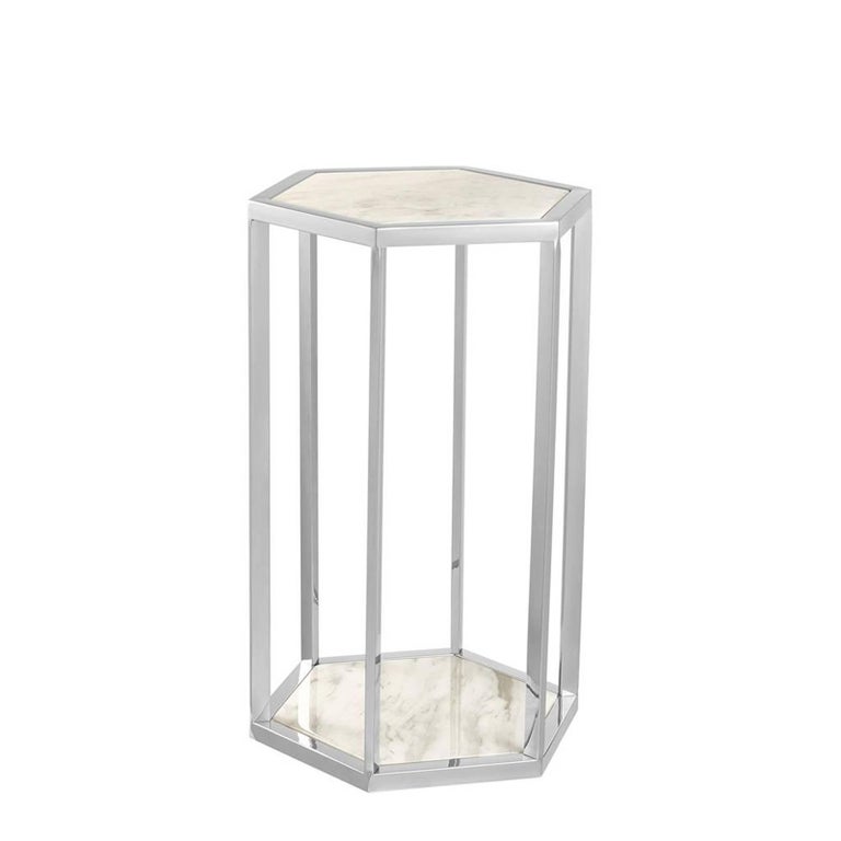 Opal Side Table Set of Two in Gold Finish or in Polished Stainless Steel For Sale at 1stDibs