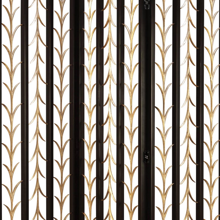 Feathers Screen in Forged Black Satin Iron an Gilded Silver Finish For ...