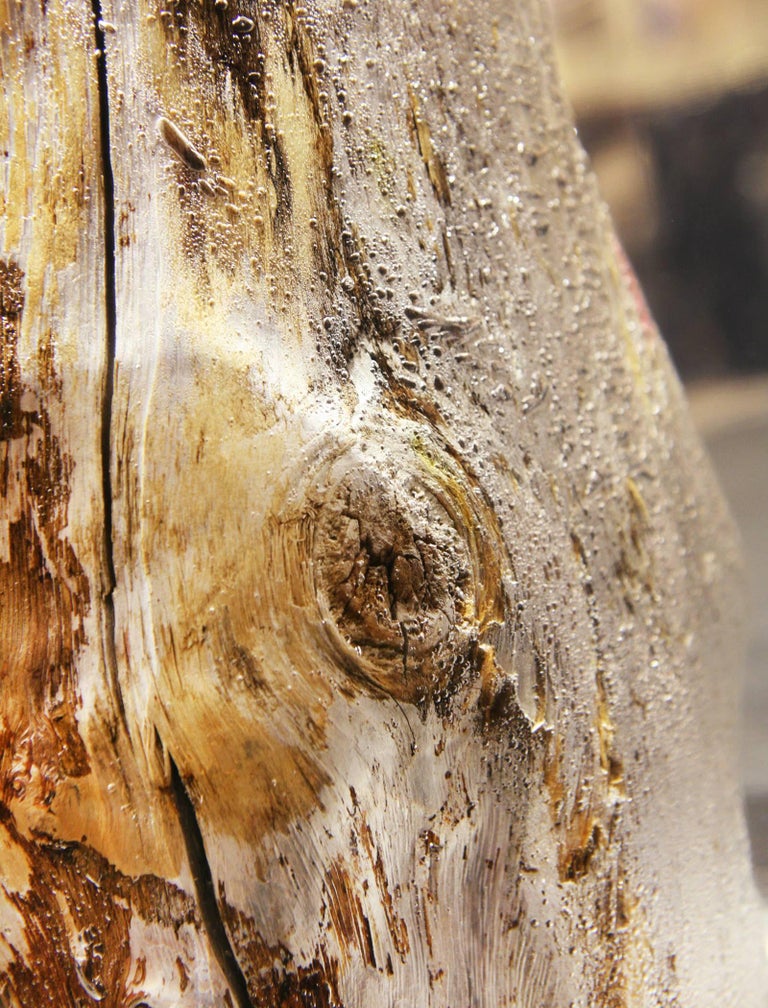 Kisimi Clear Trunk Side Table with Acrylic Glass and Solid Wood at 1stDibs