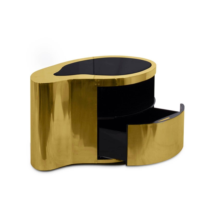 Curvy Nightstand or Side Table in Brass Finish For Sale at 1stDibs ...