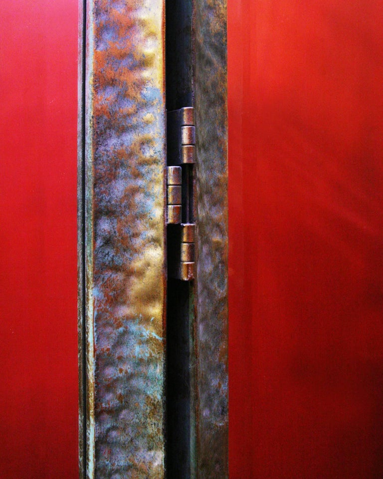 Three Panels Mirror in Hammered Iron at 1stDibs | three panel mirror ...