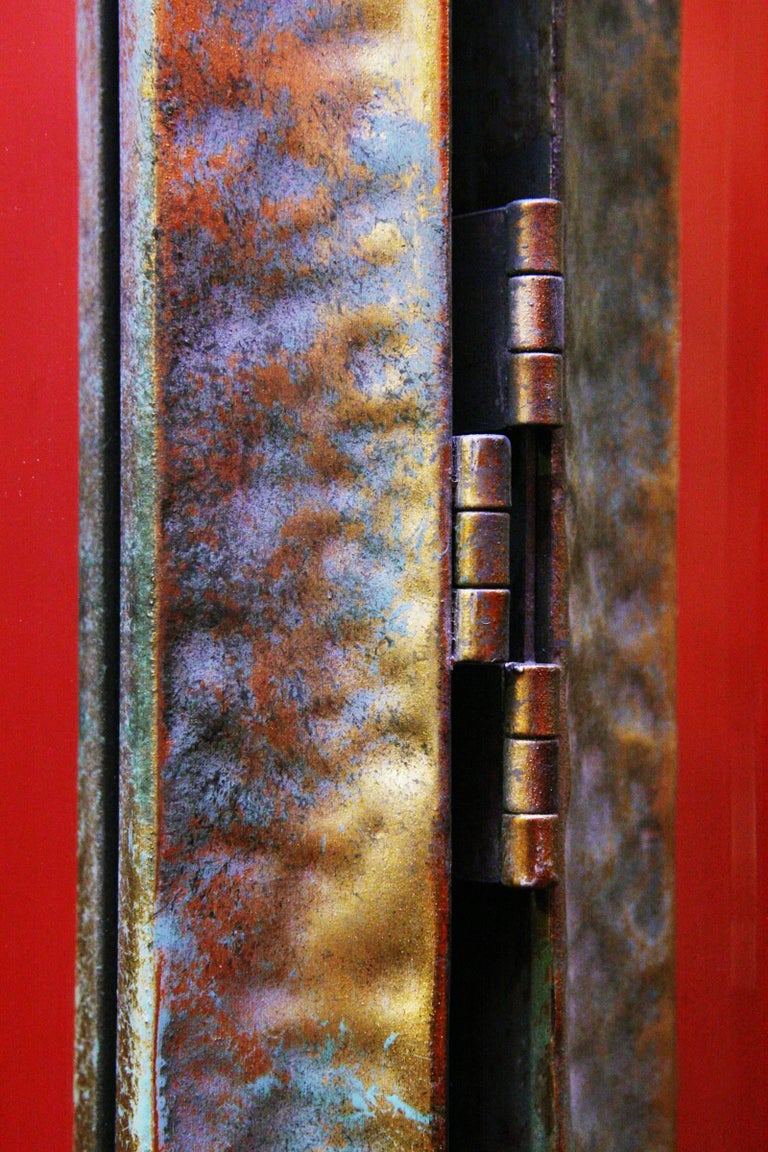 Three Panels Mirror in Hammered Iron at 1stDibs | three panel mirror ...