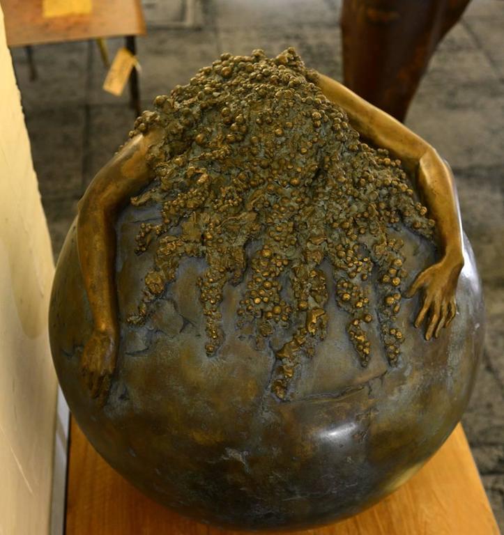 Unique Sculpture Woman Earth Globe Bronze at 1stDibs