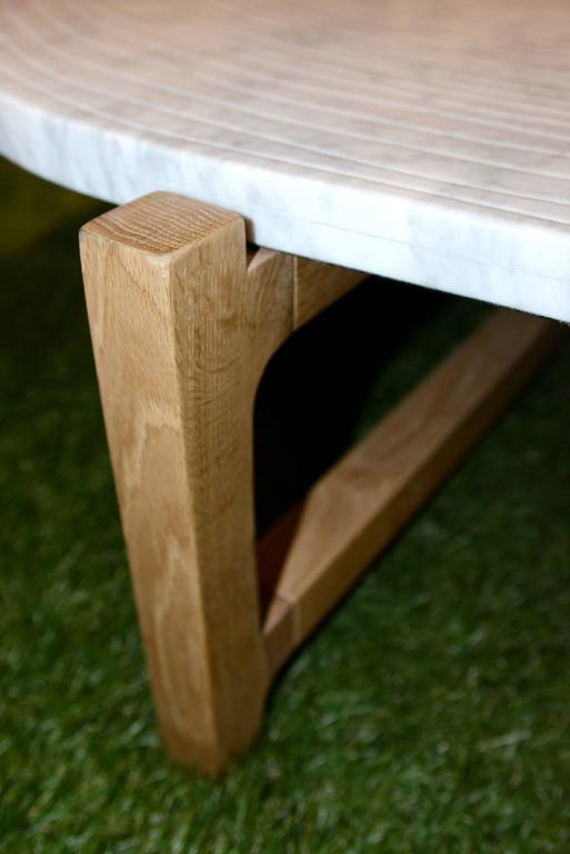 Coffee Table with White Marble Top as the Inside of a Tree Trunk at 1stDibs