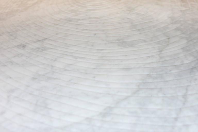 Coffee Table with White Marble Top as the Inside of a Tree Trunk at 1stDibs