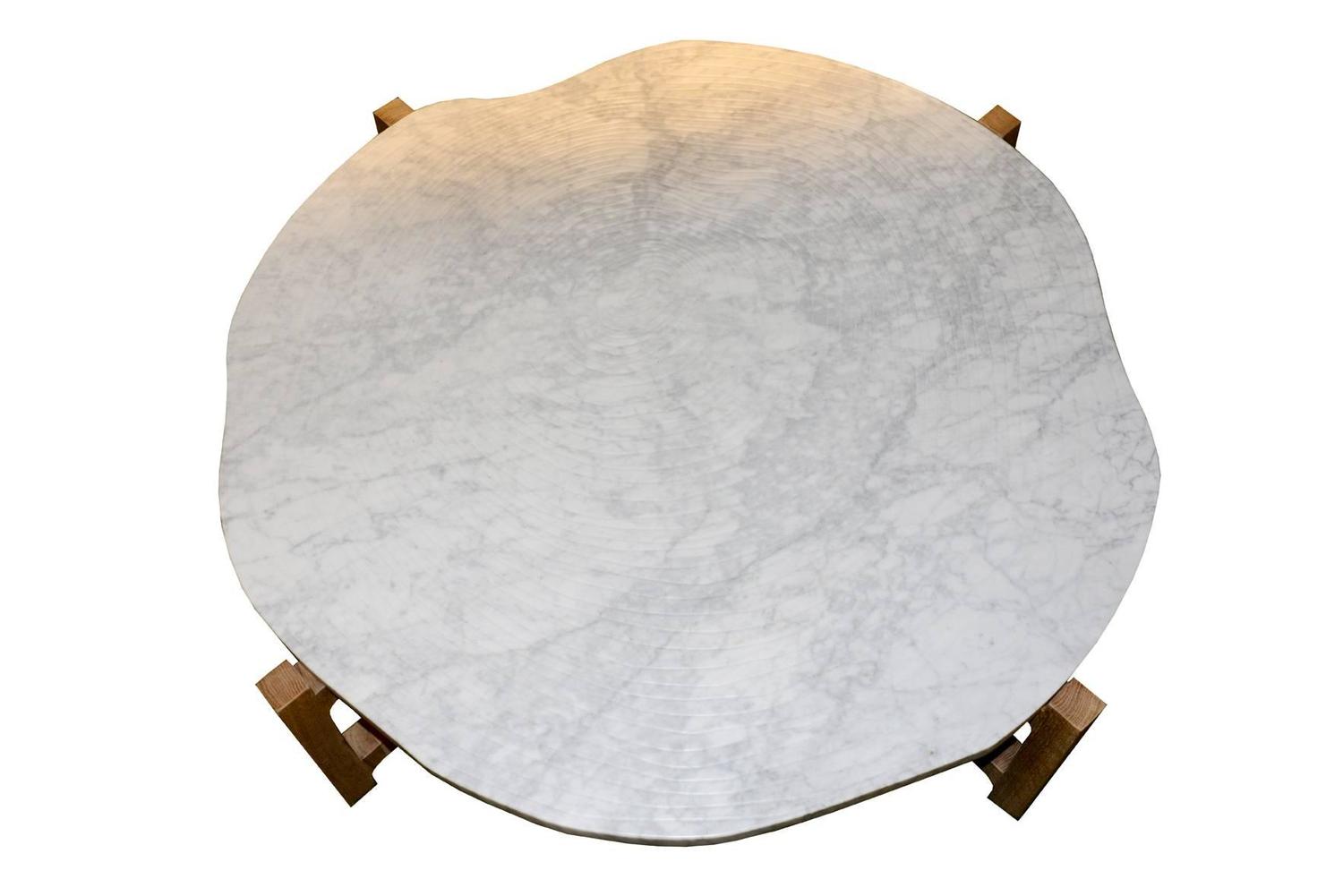 Coffee Table with White Marble Top as the Inside of a Tree Trunk For ...