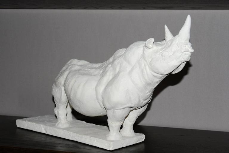 Sculpture Rhinoceros in Plaster Limited Edition 45/100 by J.B Vandame ...