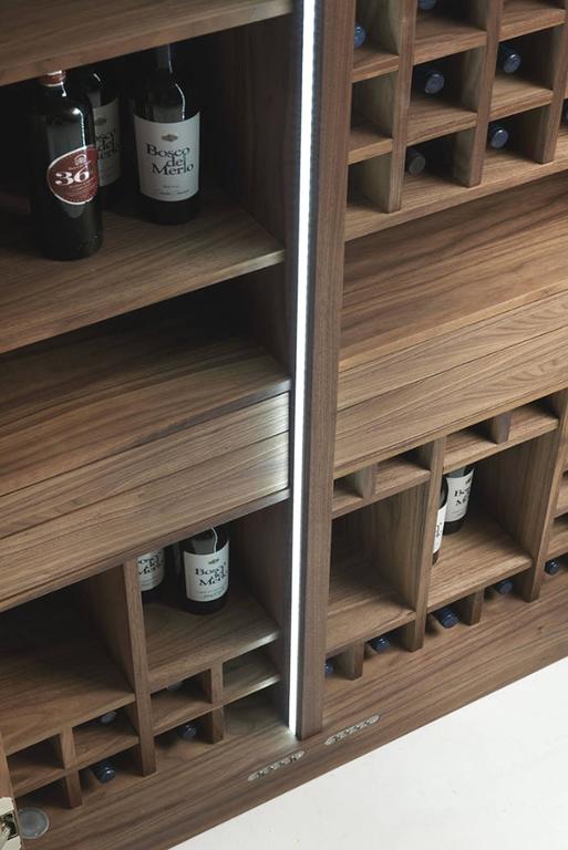 Cabinet Wine Storage in Solid Walnut Wood 56 Bottles Rack For Sale at ...