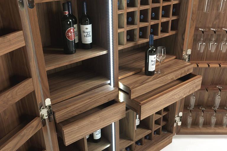 Cabinet Wine Storage in Solid Walnut Wood 56 Bottles Rack For Sale at ...