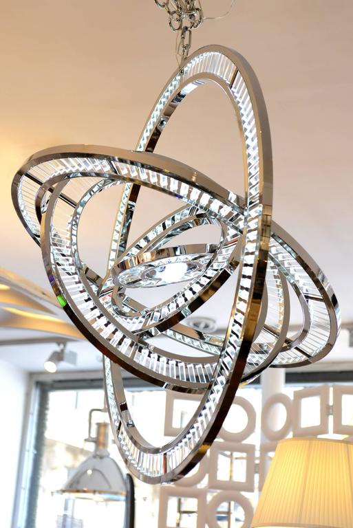 Magical Pendants with Led Lighted Glass Rods and Shiny Steel at 1stDibs