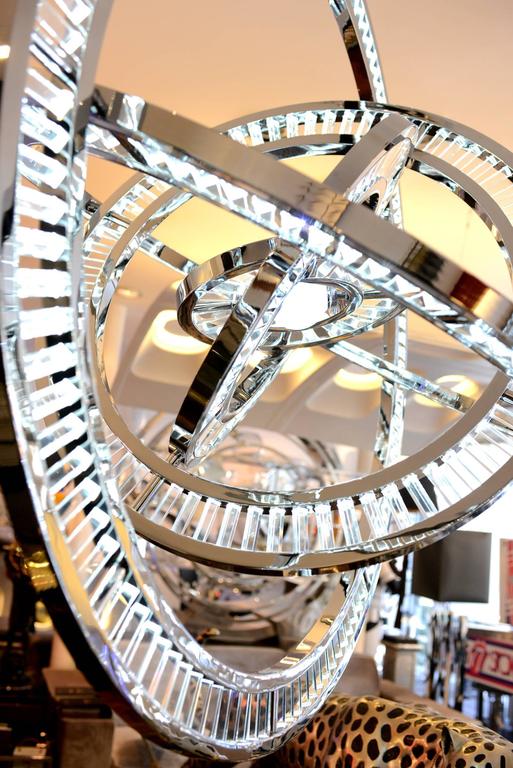 Magical Pendants with Led Lighted Glass Rods and Shiny Steel at 1stDibs