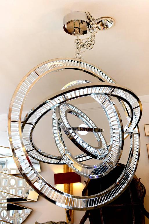 Magical Pendants with Led Lighted Glass Rods and Shiny Steel at 1stDibs