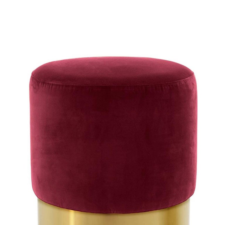 Hotel Lounge Stool in Red Velvet or Purple Velvet For Sale at 1stDibs