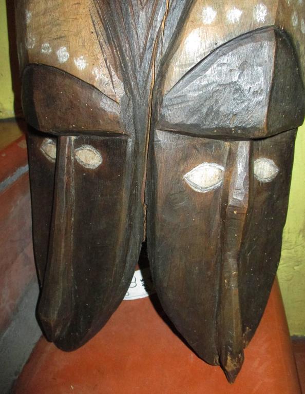 Polynesian Shield or Mask, Pacific Region Folk Art Carving, Six Faces ...
