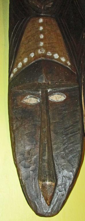 Polynesian Shield or Mask, Pacific Region Folk Art Carving, Six Faces ...