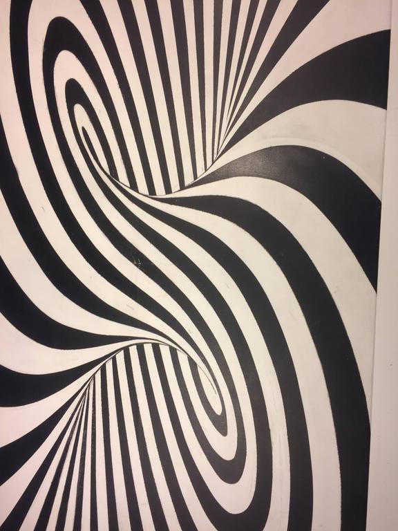 Dramatic Op Art Zebra Pattern Painting in the Manner of Victor Vasarely ...
