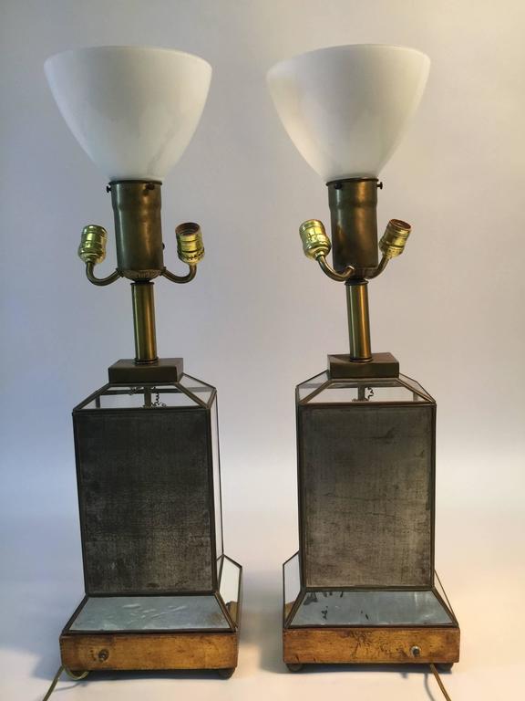 Unique Dorothy Draper Style Mirrored Pair of Shell and Brass Flower ...