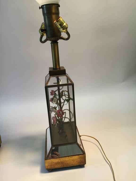 Unique Dorothy Draper Style Mirrored Pair of Shell and Brass Flower ...