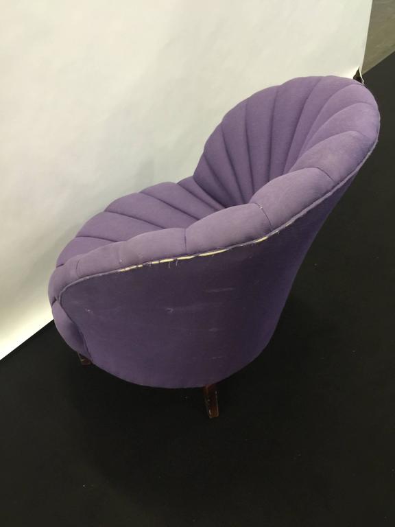 Sculpted Art Deco Shell Shaped Boudoir Chair in Plum For Sale at 1stDibs