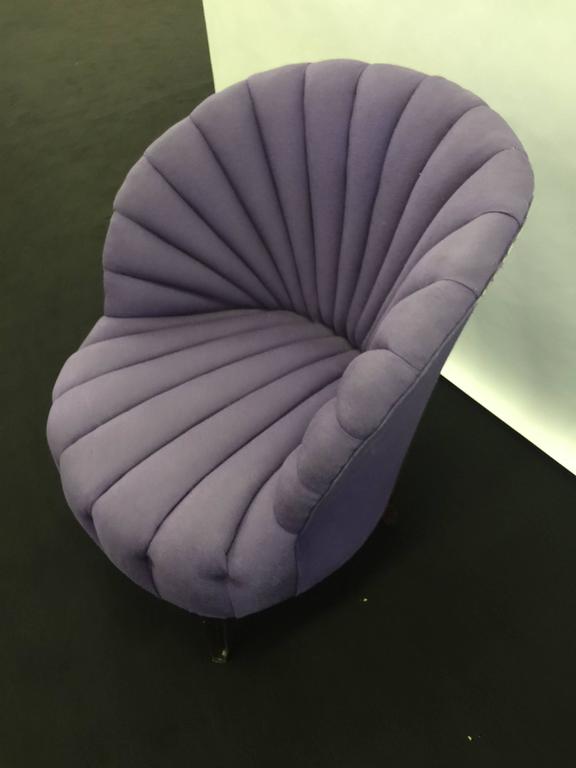 Sculpted Art Deco Shell Shaped Boudoir Chair in Plum For Sale at 1stDibs