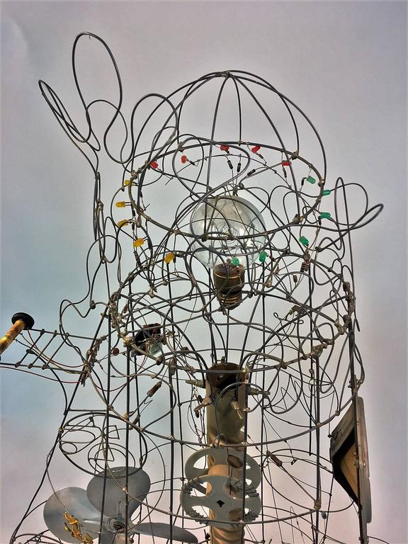Incredible and Bizarre Artist Signed Wire Ship Sculpture Radio For Sale ...