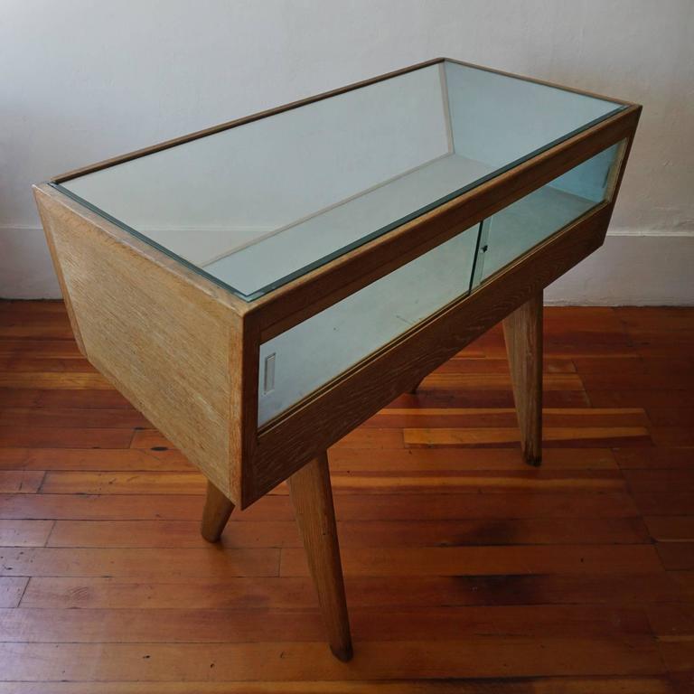 Mid-Century Cerused Oak Store Display Cabinet at 1stDibs