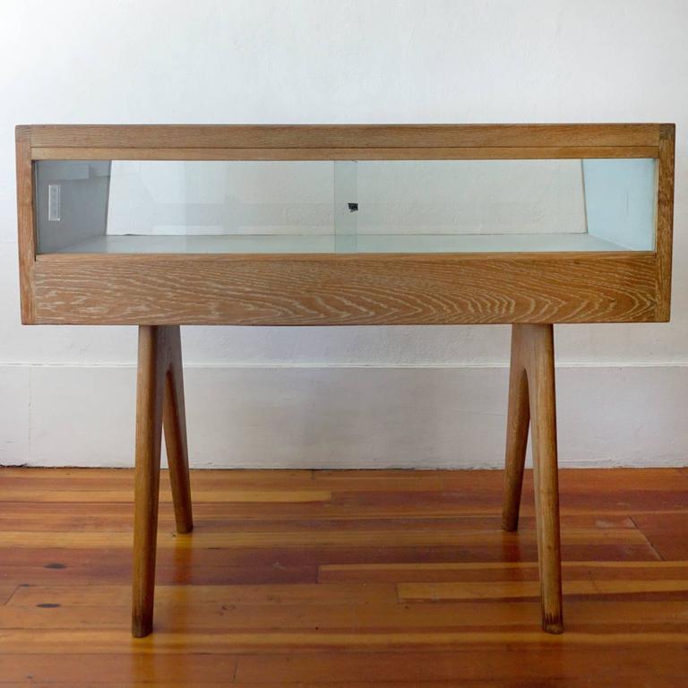 Mid-Century Cerused Oak Store Display Cabinet at 1stDibs
