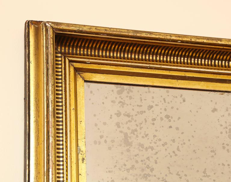 Gilded Mirror Frame with Painted Black Striped Molding and Antique ...